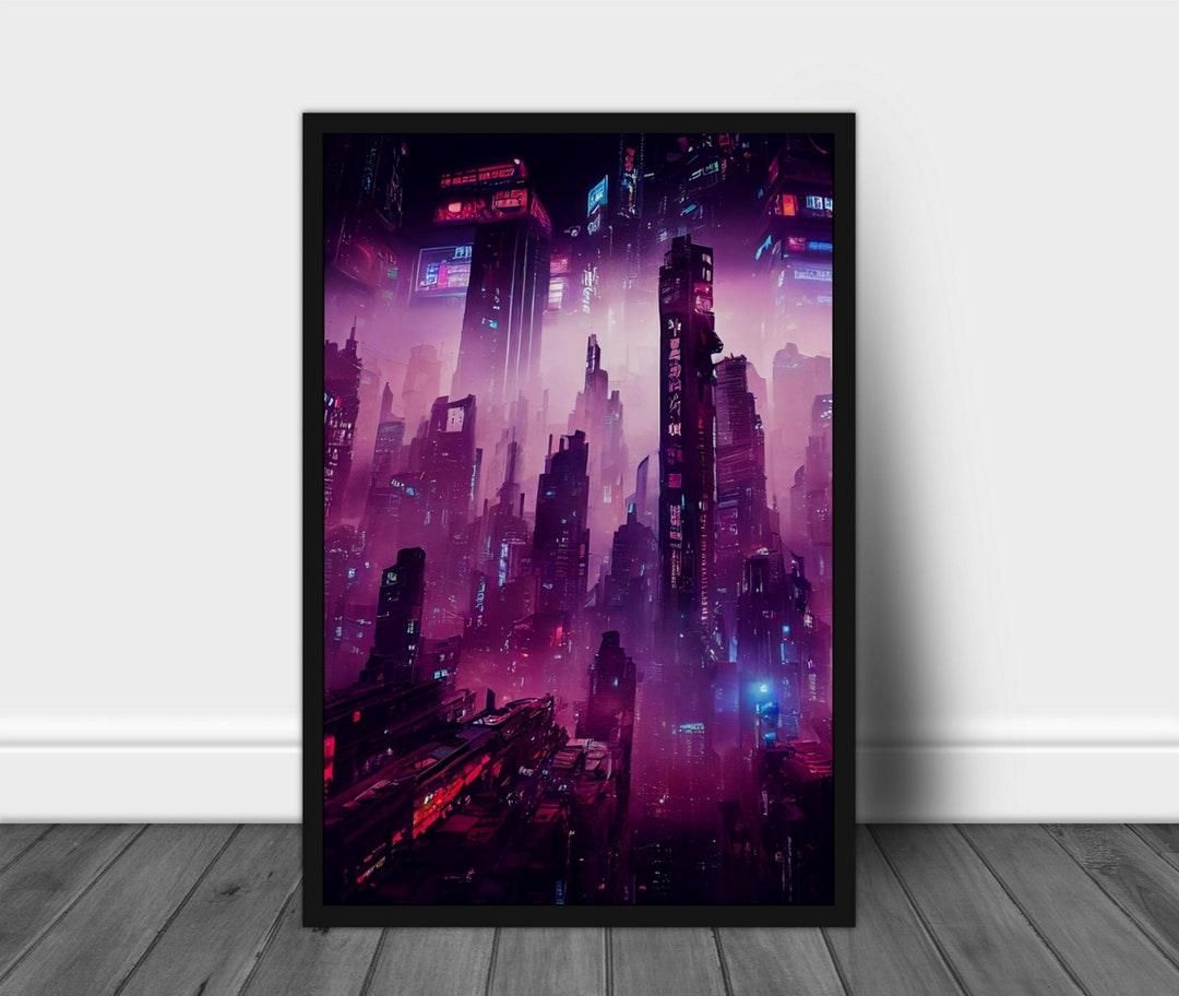 Cyberpunk City Art Print Large Poster Cyberpunk City Artwork Cyberpunk ...