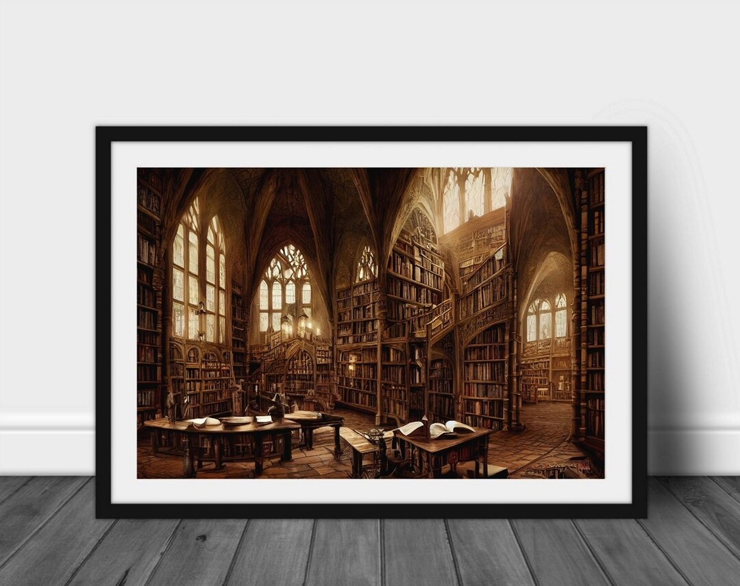 School Library Painting Large Art Print Fantasy Library Art Fantasy ...