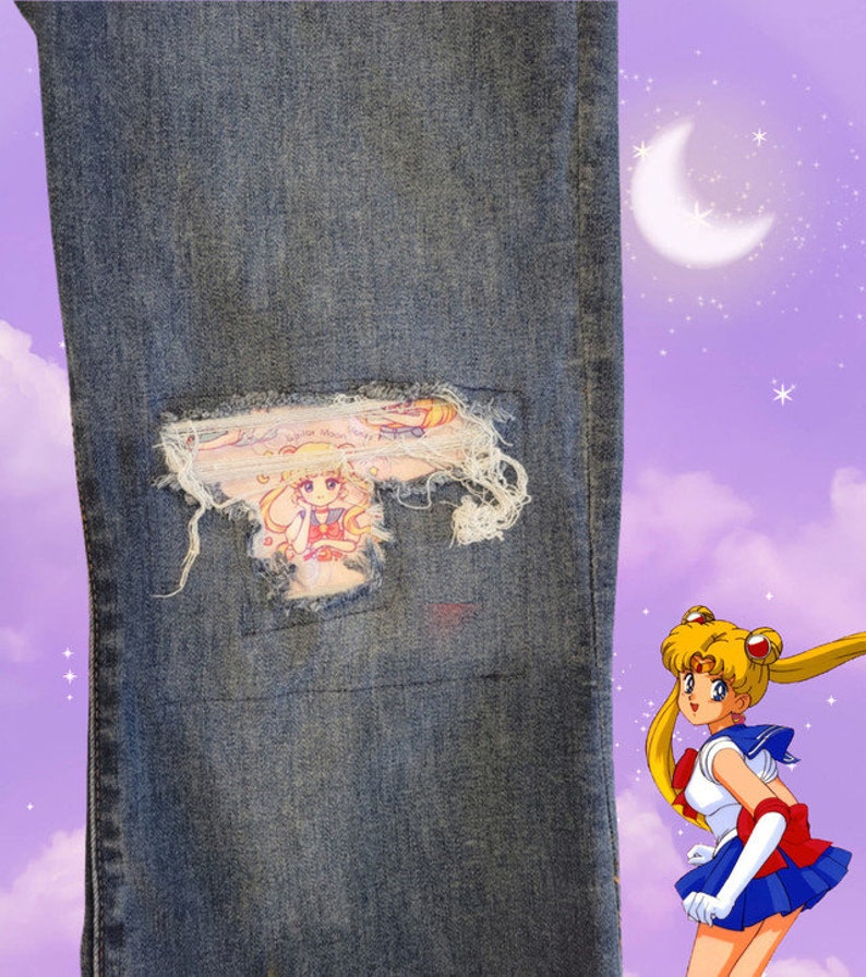 Sailor Moon Jeans Women and Teens Distressed Jeans Sailor - Etsy