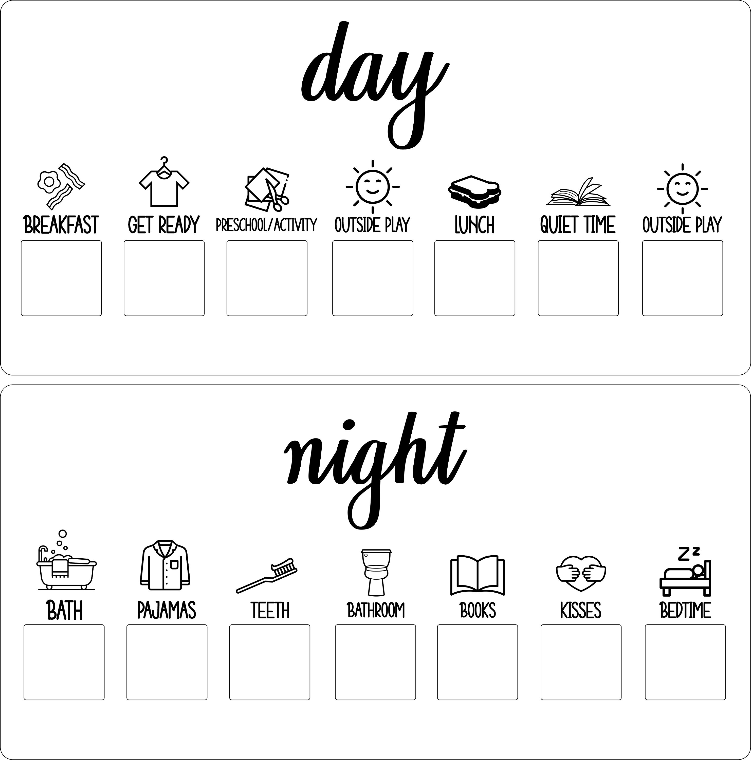 Day and Night Routine Checklist for Children Digital File - Etsy