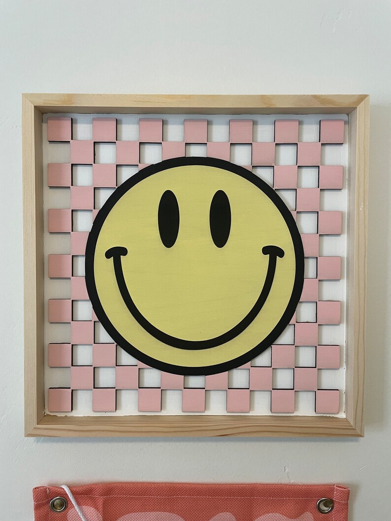 Checkered Smiley Face Laser Cut File Glowforge SVG - Etsy