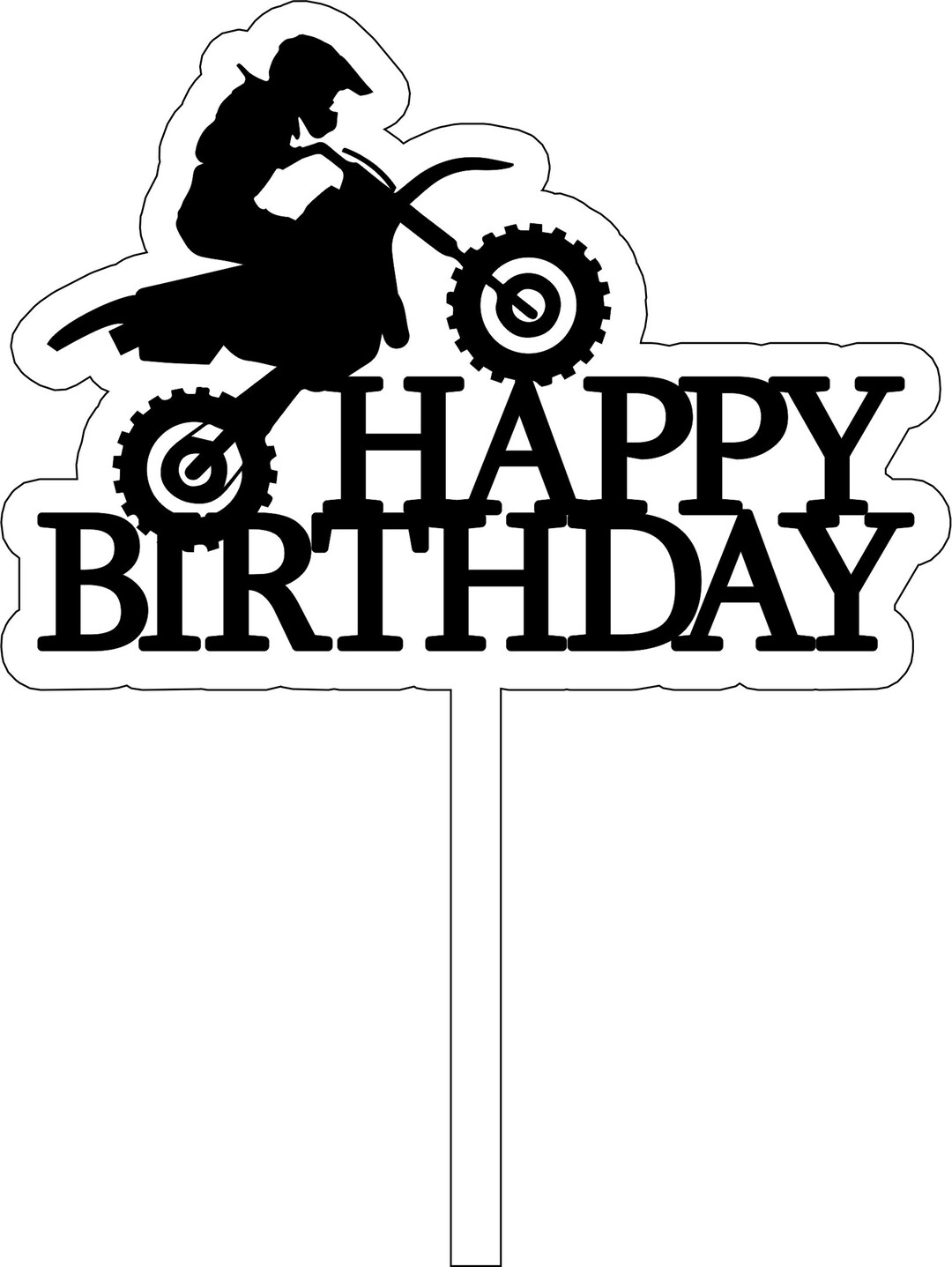 Happy Birthday Dirtbike Motorcycle Birthday Cake Topper Digital File - Etsy