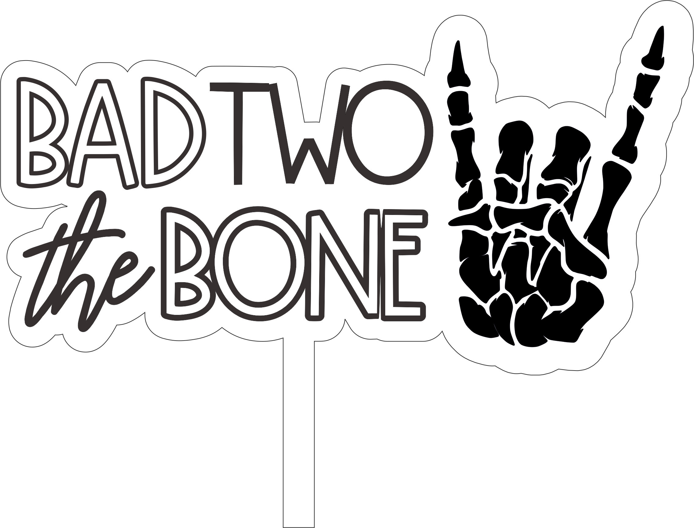 BAD TWO the BONE Cake Topper Digital File Second Birthday Cake Topper ...