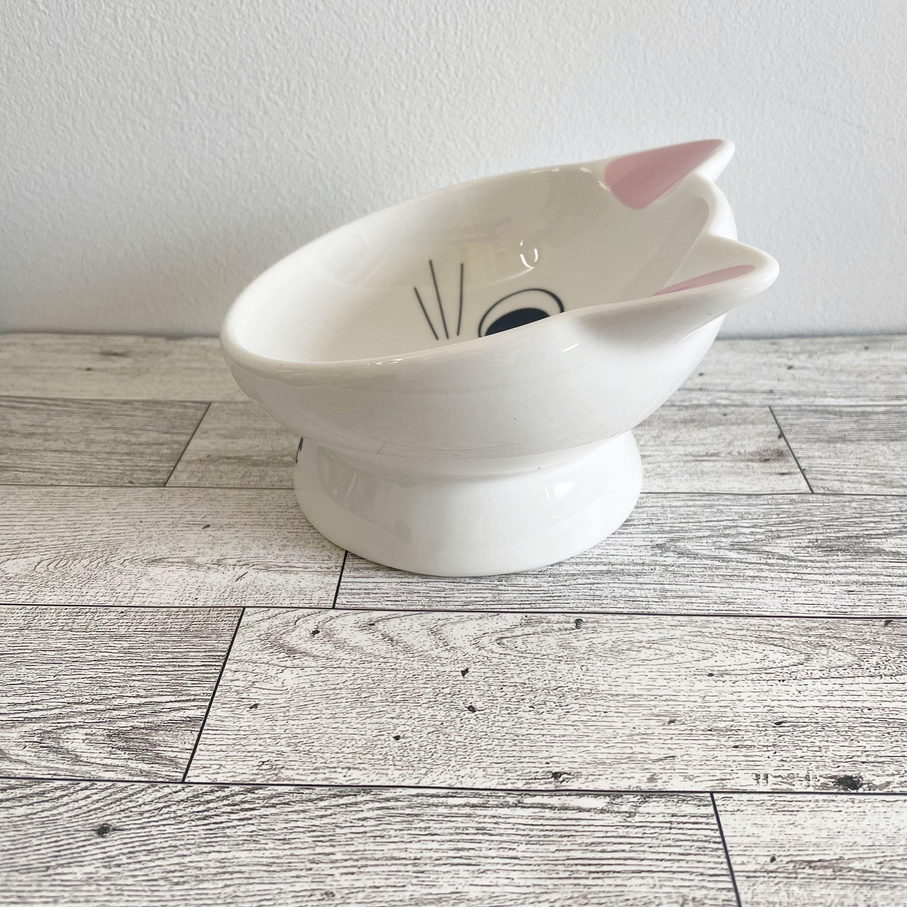 Cute Ceramic Personalized Elevated Cat Food Bowl, Raised and Tilted Cat ...