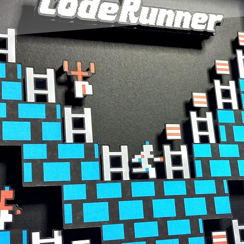 Lode Runner (colour) Pixel Art Shadow Box - Handmade - 3D Layered ...