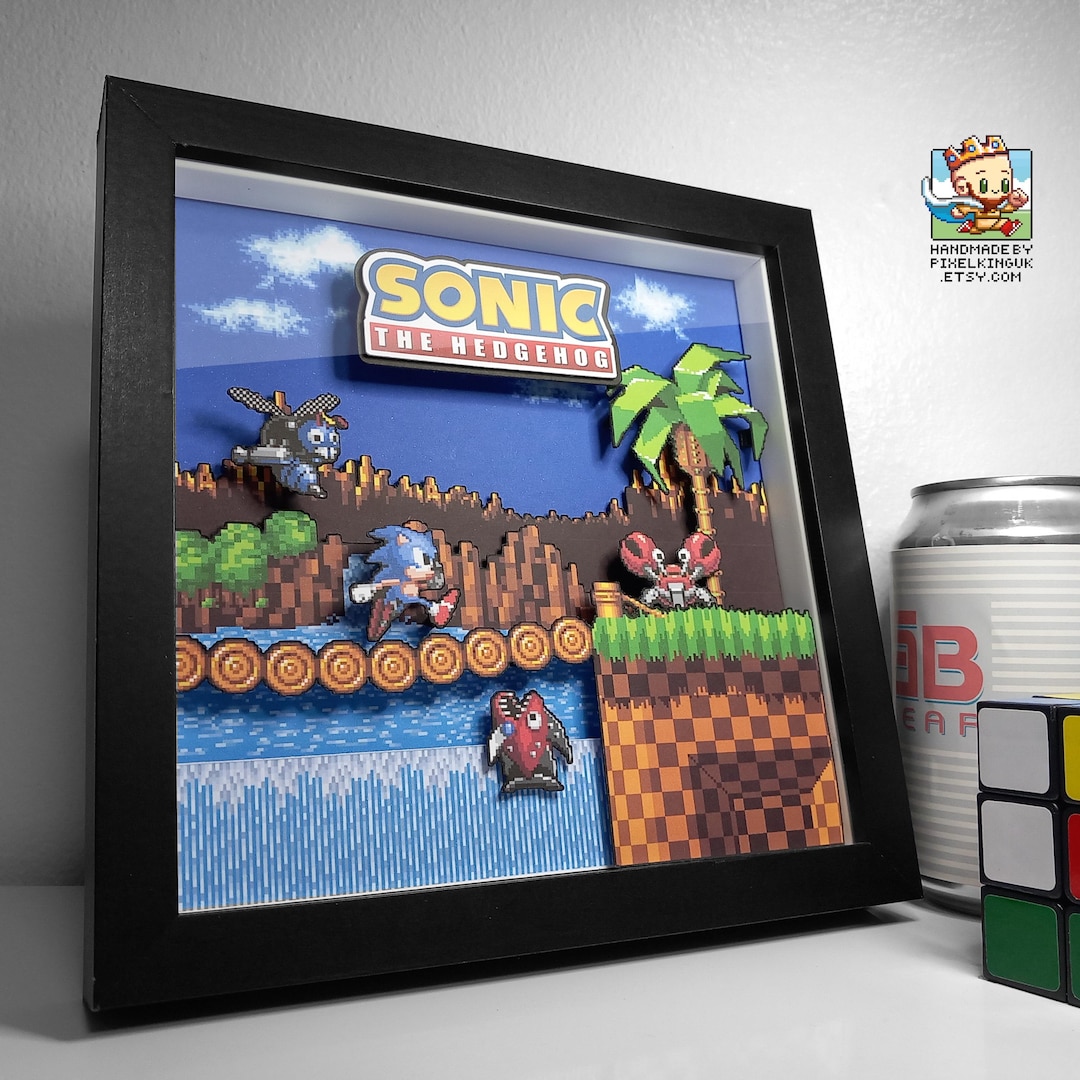 Sonic the Hedgehog Pixel Art Shadow Box - Handmade - 3D Layered ...
