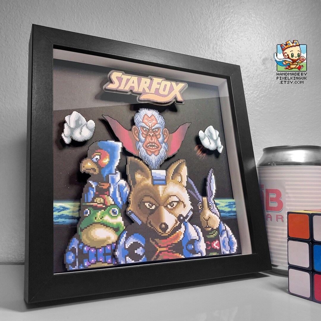 Star Fox Pixel Art Shadow Box - Handmade - 3D Layered - Framed - Etsy