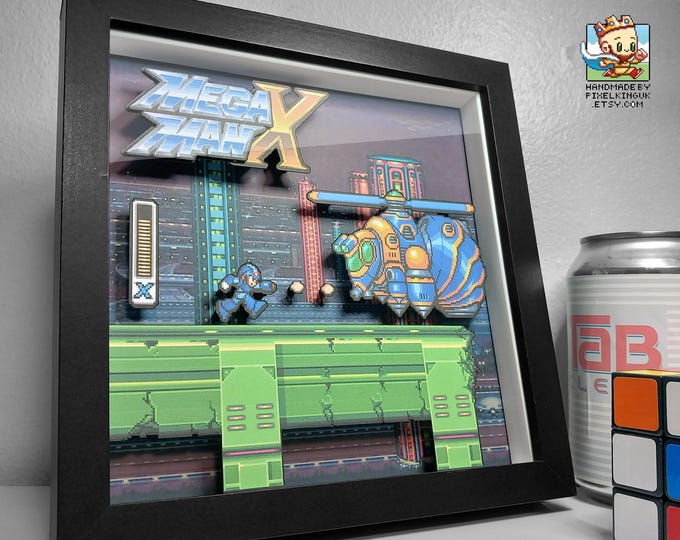 Megaman X Pixel Art Shadow Box - Handmade - 3D Layered - Framed - Etsy