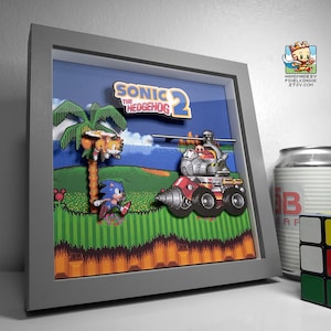 Sonic the Hedgehog 2x Pixel Art Schattenbox - 3D - Mit Rahmen - Etsy.de