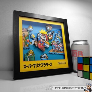 Super Mario Bros Famicom Pixel Art Shadow Box 3D Layered Handmade - Etsy