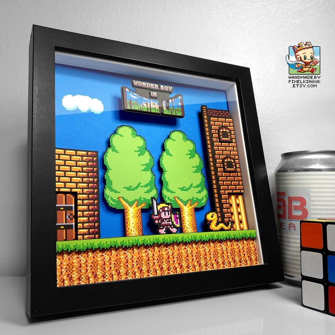 Wonder Boy in Monster Land Pixel Art Shadow Box – Handmade – 3D Layered ...