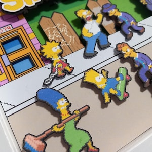 Simpsons Pixel Art Shadow Box - Handmade - 3D Layered - Framed - Etsy