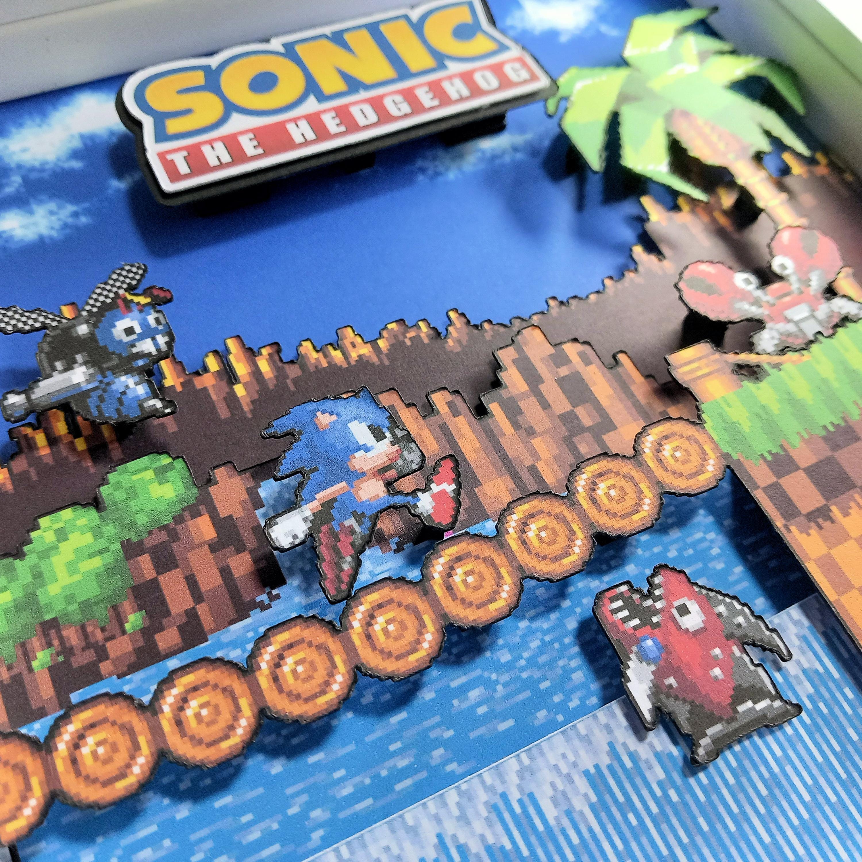 Sonic the Hedgehog Pixel Art Shadow Box - fait main - superposition 3D ...