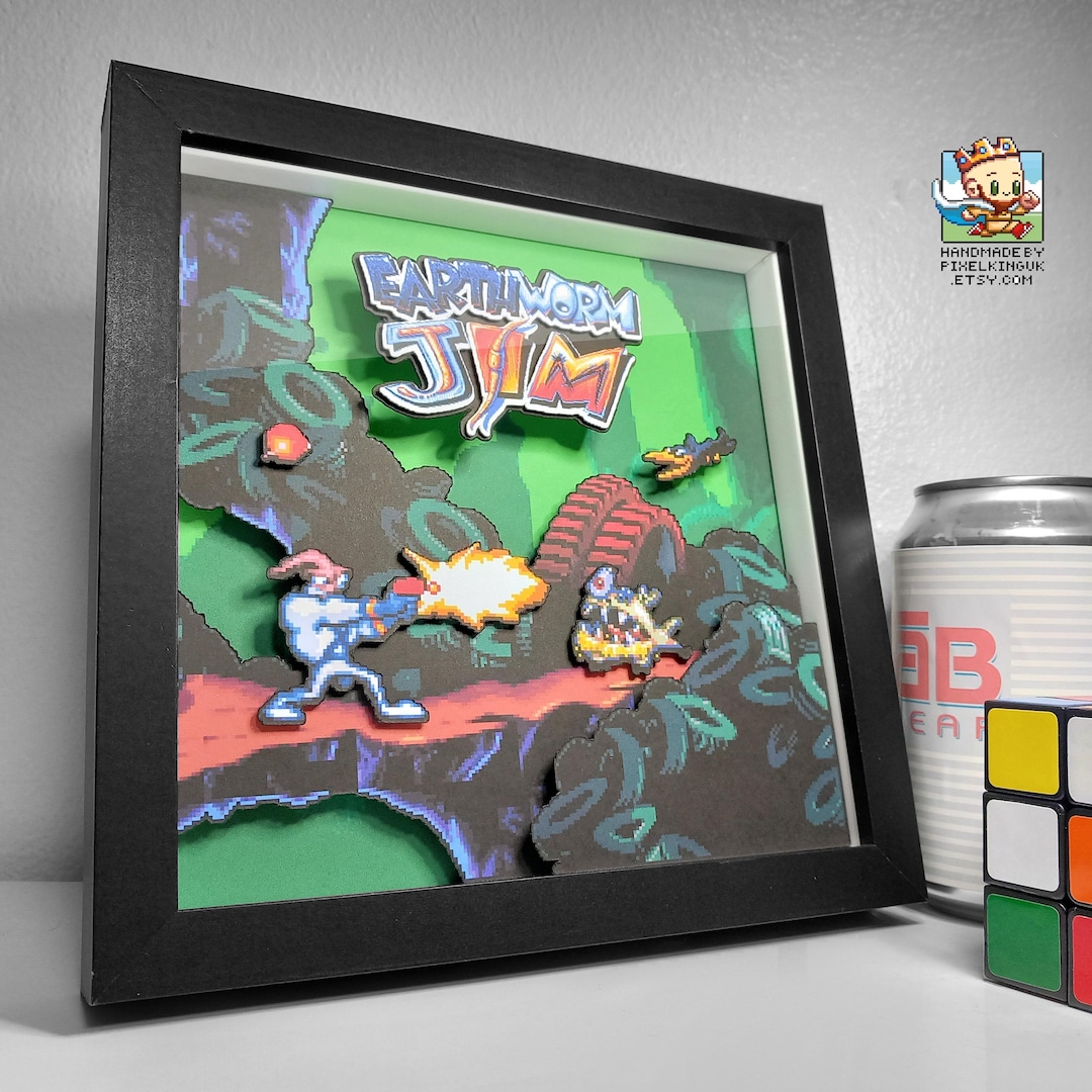 Earthworm Jim Layered Pixel Art Shadow Box - 3D - Framed - Etsy