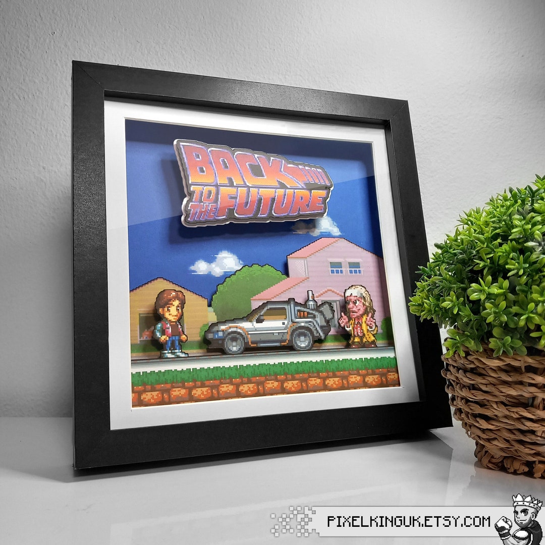 Back to the Future Pixel Art Shadow Box - Handmade - 3D Layered - Framed - Etsy