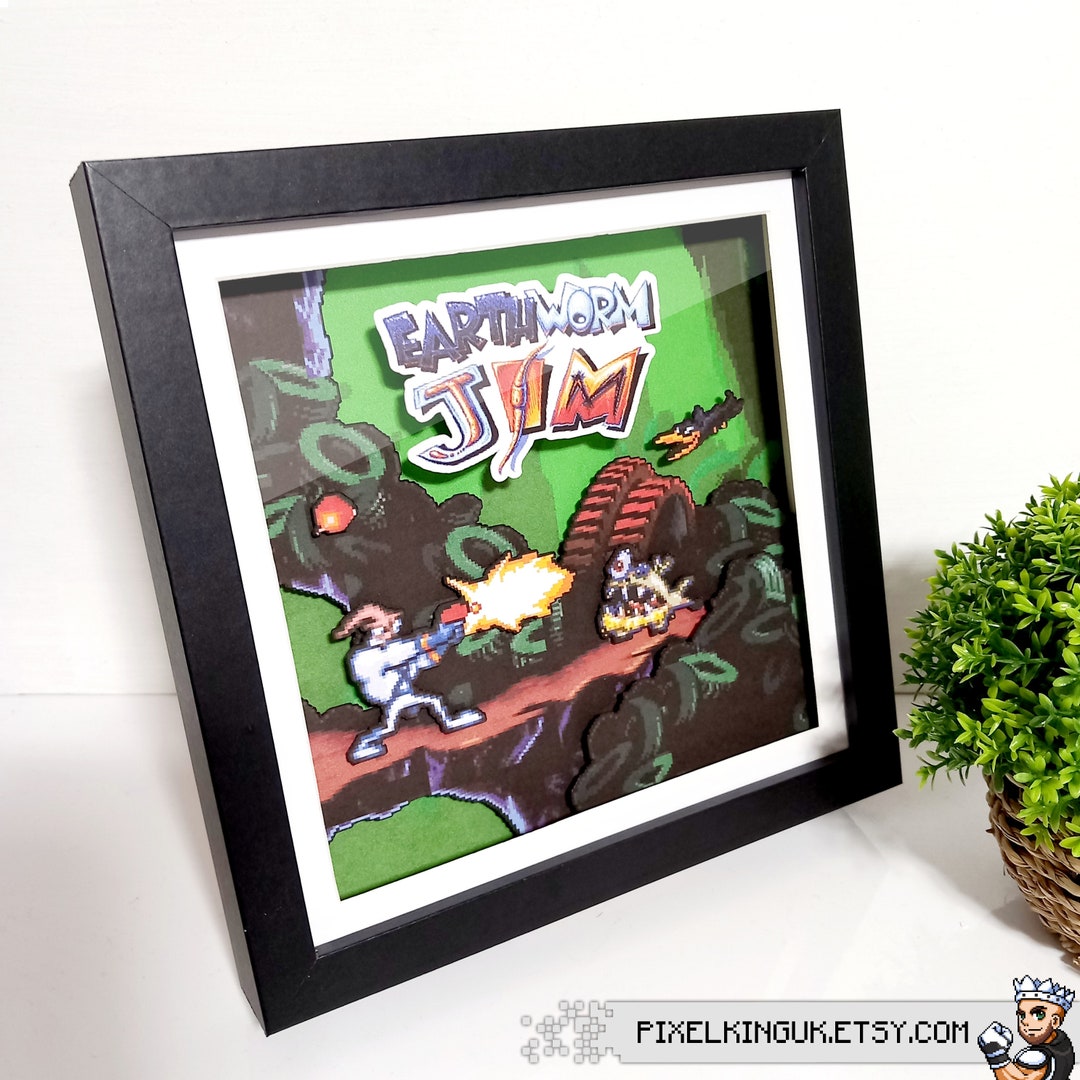 Earthworm Jim Layered Pixel Art Shadow Box 3D Framed - Etsy Australia