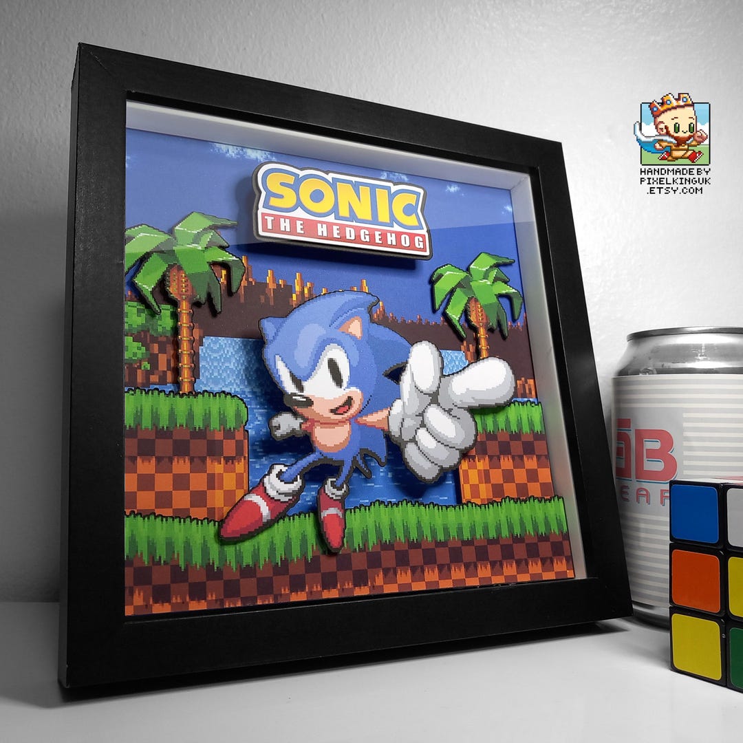Sonic the Hedgehog Pixel Box Art Shadow Box 3D Layered Handmade - Etsy