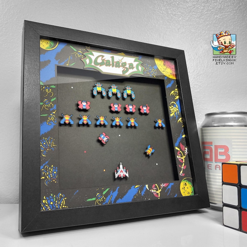 Galaga Pixel Art Shadow Box - 3D Layered - Handmade - Framed - Etsy