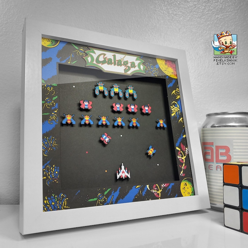Galaga Pixel Art Shadow Box - 3D Layered - Handmade - Framed - Etsy