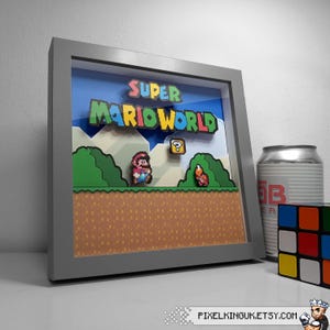Super Mario World Pixel Art Shadow Box - Handmade - 3D Layered - Framed ...