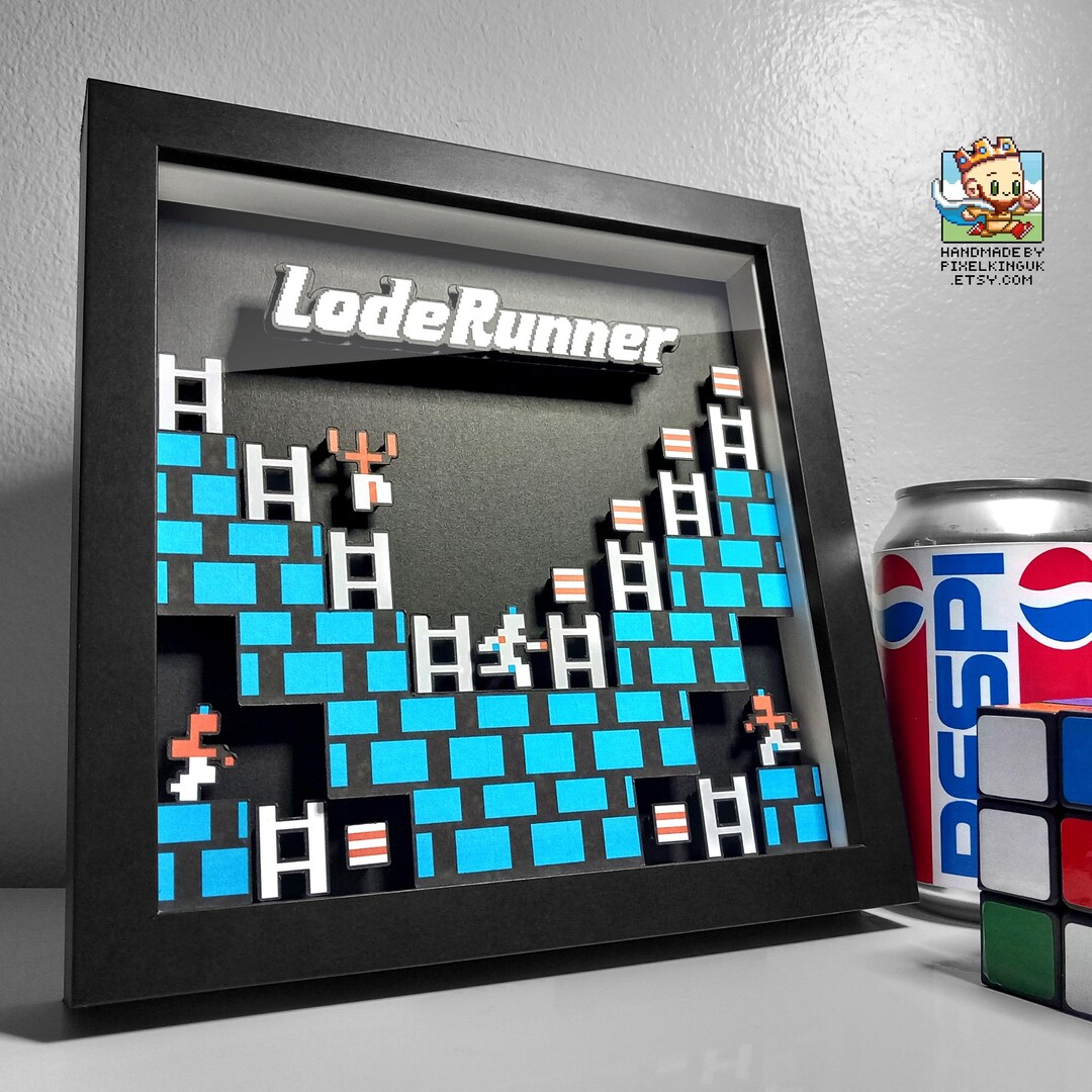 Lode Runner (colour) Pixel Art Shadow Box - Handmade - 3D Layered ...
