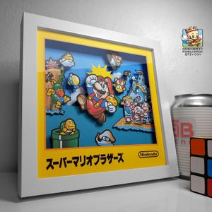 Super Mario Bros Famicom Pixel Art Shadow Box - 3D Layered - Handmade ...