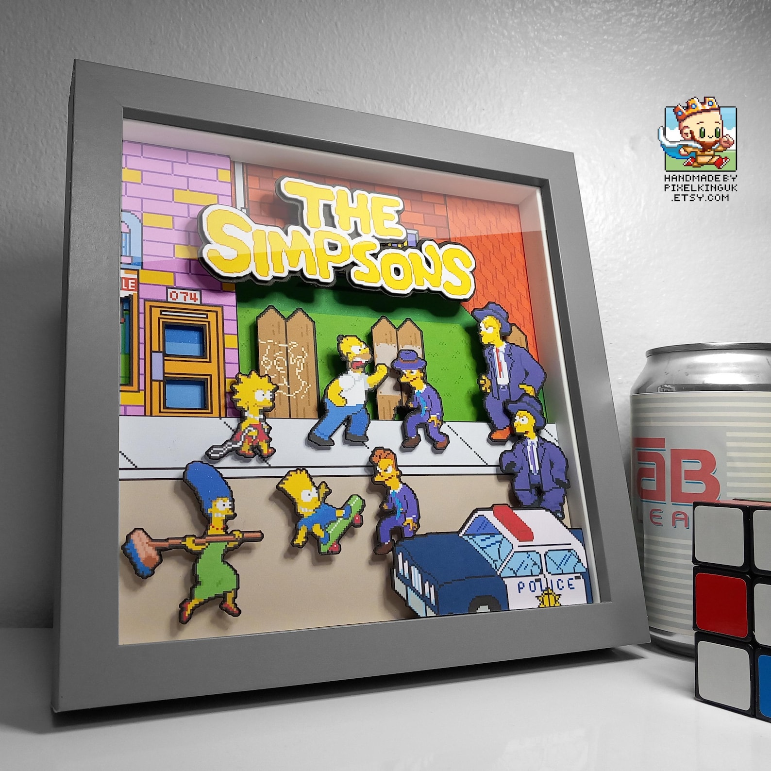 Simpsons Pixel Art Shadow Box - Handmade - 3D Layered - Framed - Etsy