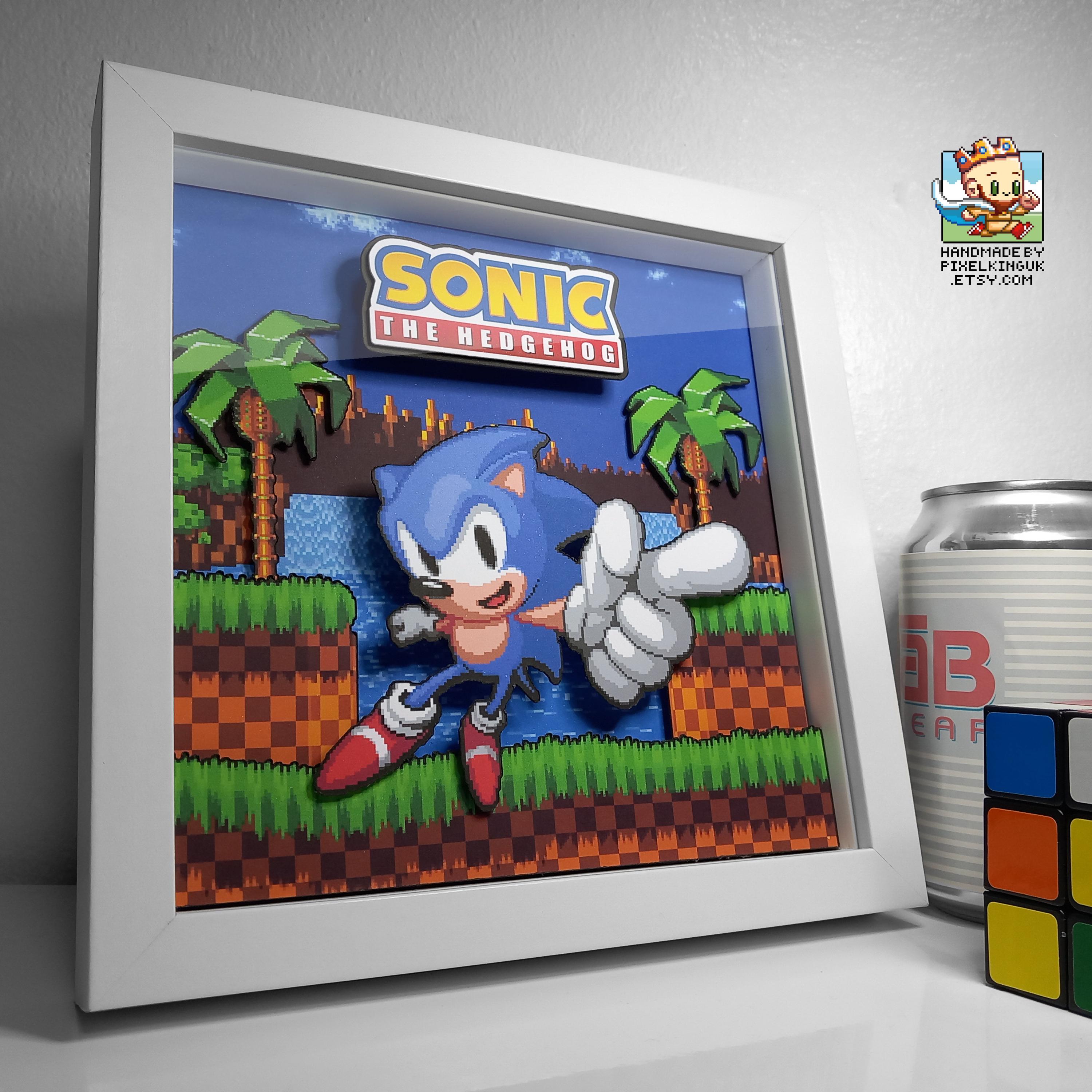Sonic the Hedgehog Pixel Art Shadow Box - Handmade - 3D Layered ...