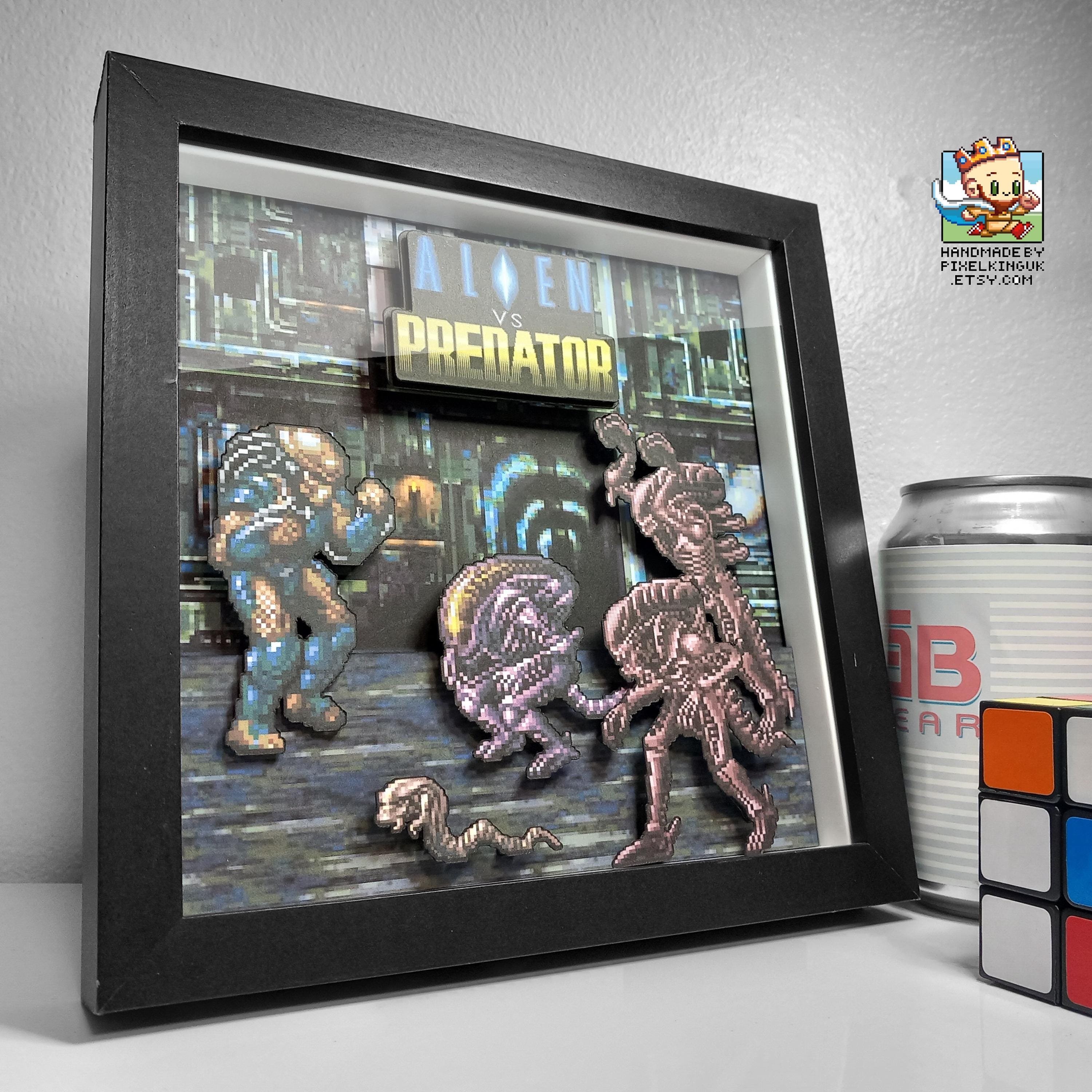 Alien Vs Predator (SNES) Pixel Art Shadow Box - Handmade - 3D Layered ...