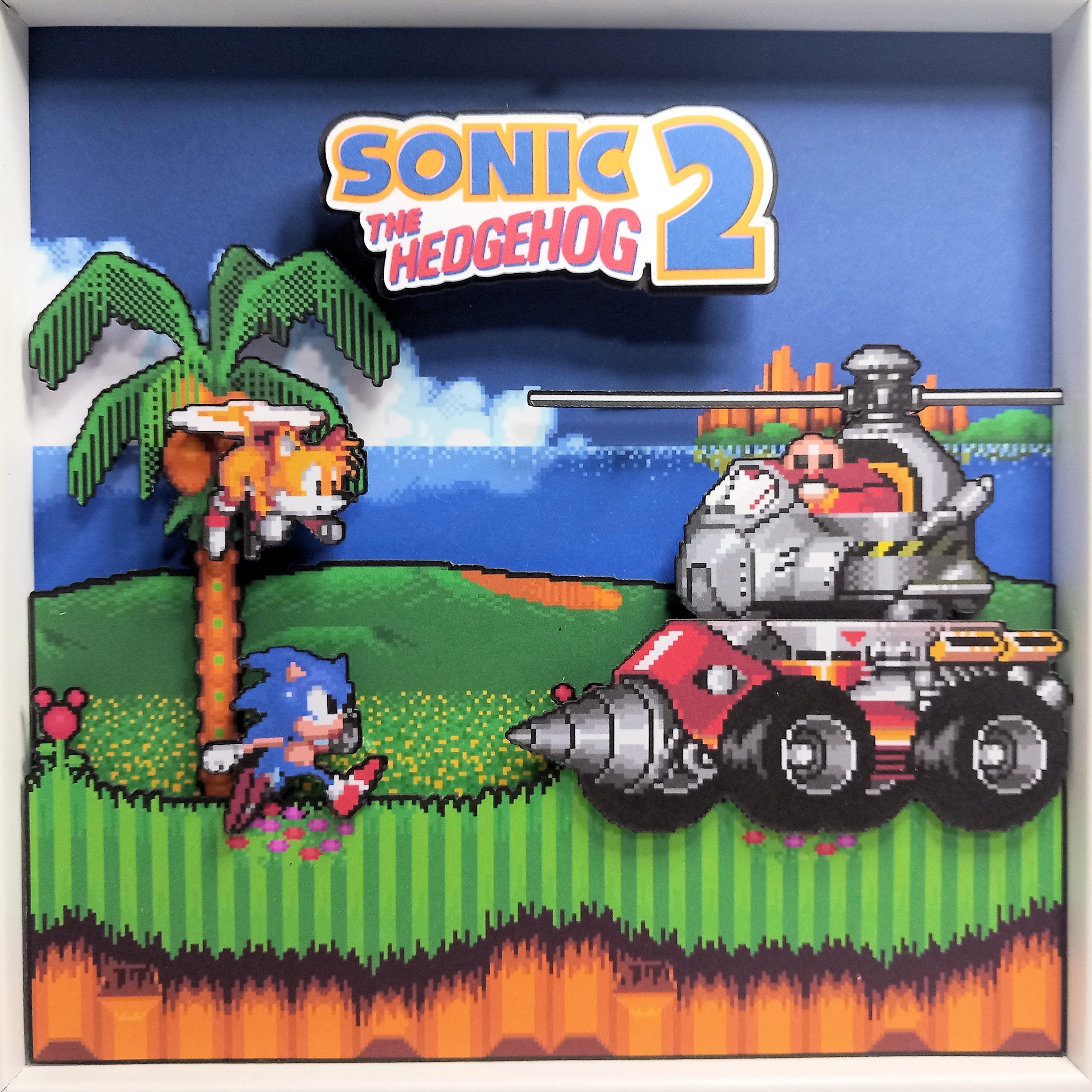 Sonic the Hedgehog 2 Pixel Art Shadow Box - Handmade- 3D Layered ...