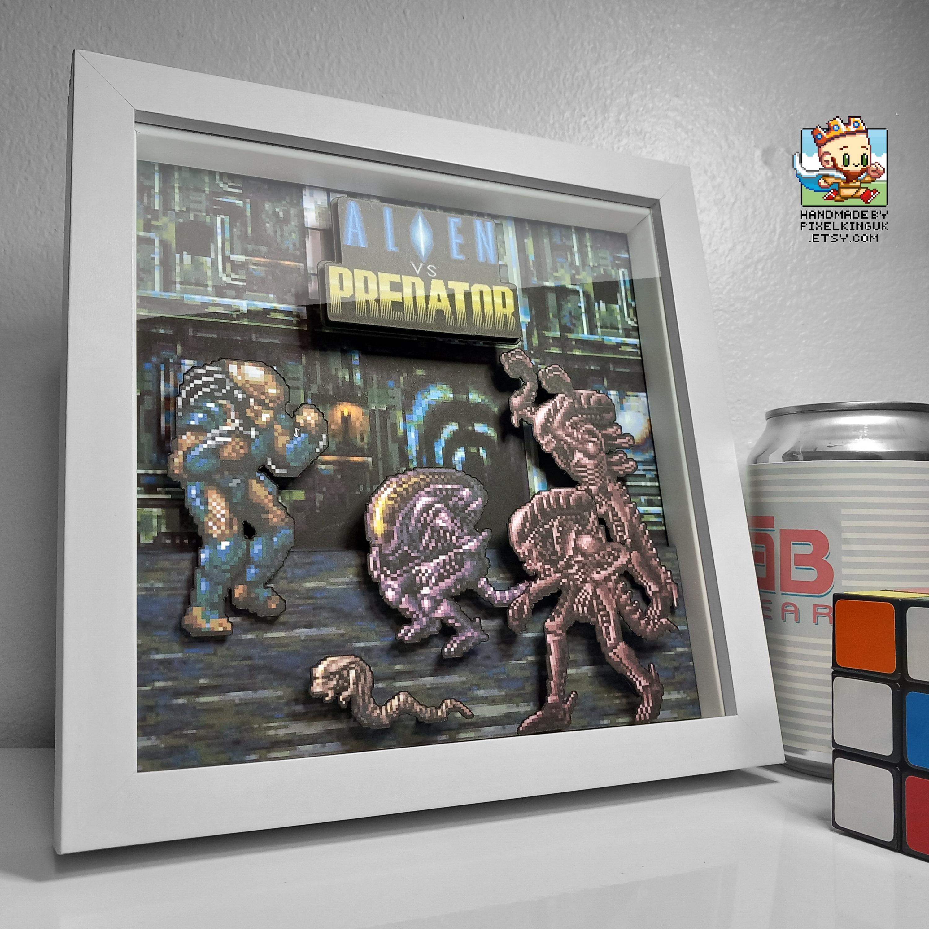 Alien Vs Predator (SNES) Pixel Art Shadow Box - Handmade - 3D Layered ...