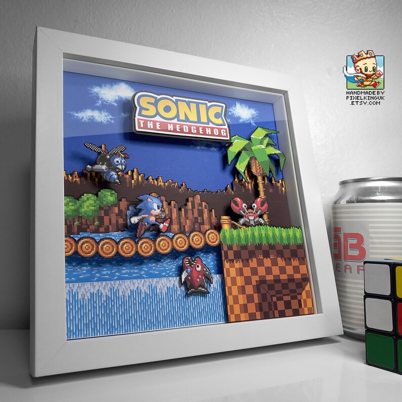 Sonic the Hedgehog Pixel Art Shadow Box - Handmade - 3D Layered ...
