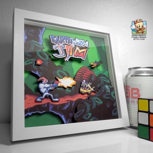 Earthworm Jim Pixel Art Shadow Box - 3D - Encadré - Etsy France