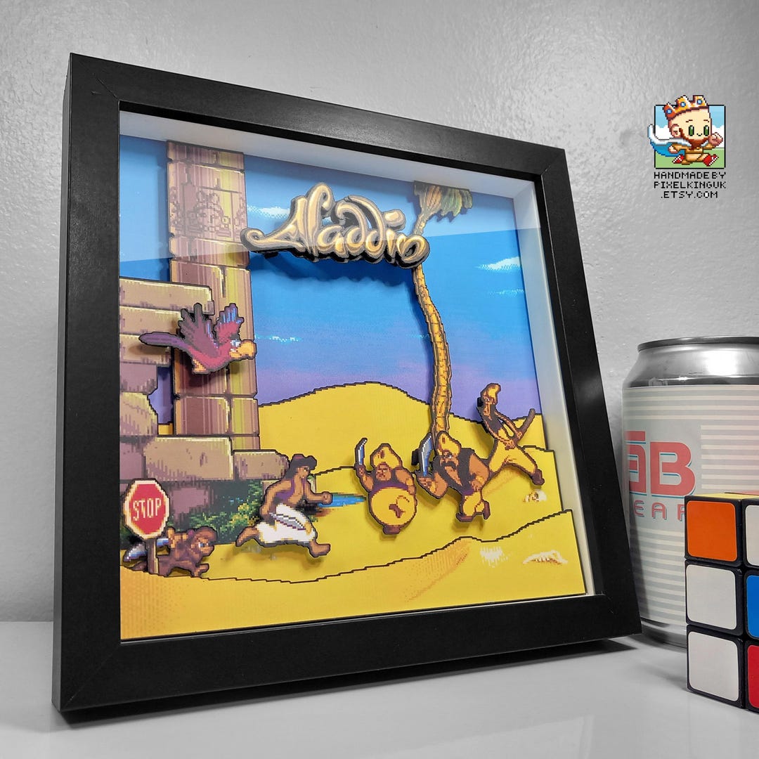 Aladdin Pixel Art Shadow Box - Handmade - 3D Layered - Framed - Etsy