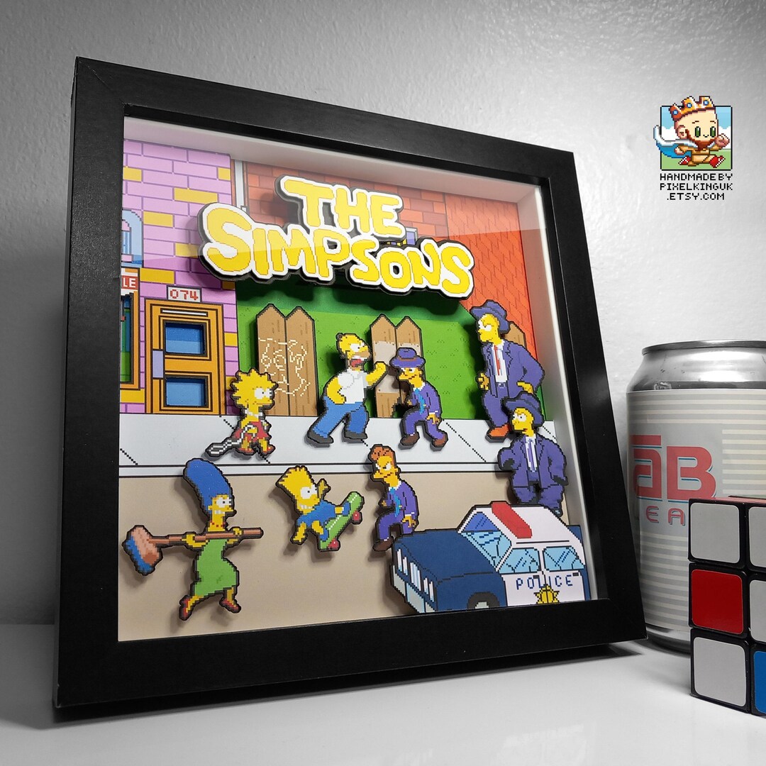 Simpsons Pixel Art Shadow Box - Handmade - 3D Layered - Framed - Etsy