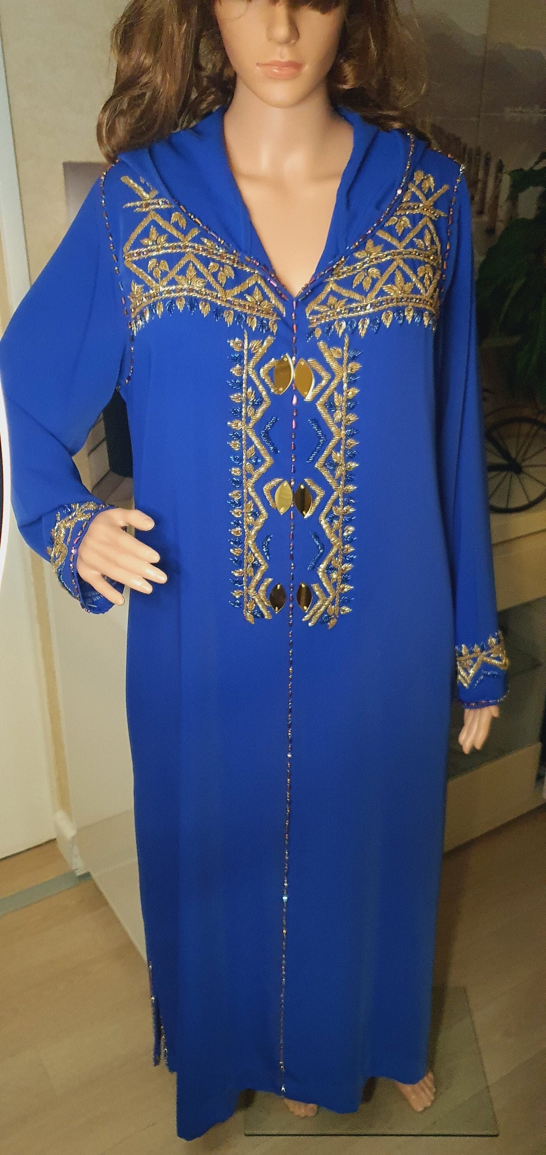 Moroccan Djellaba, Hand-beaded Jellaba, Silk Crepe Djellaba ...