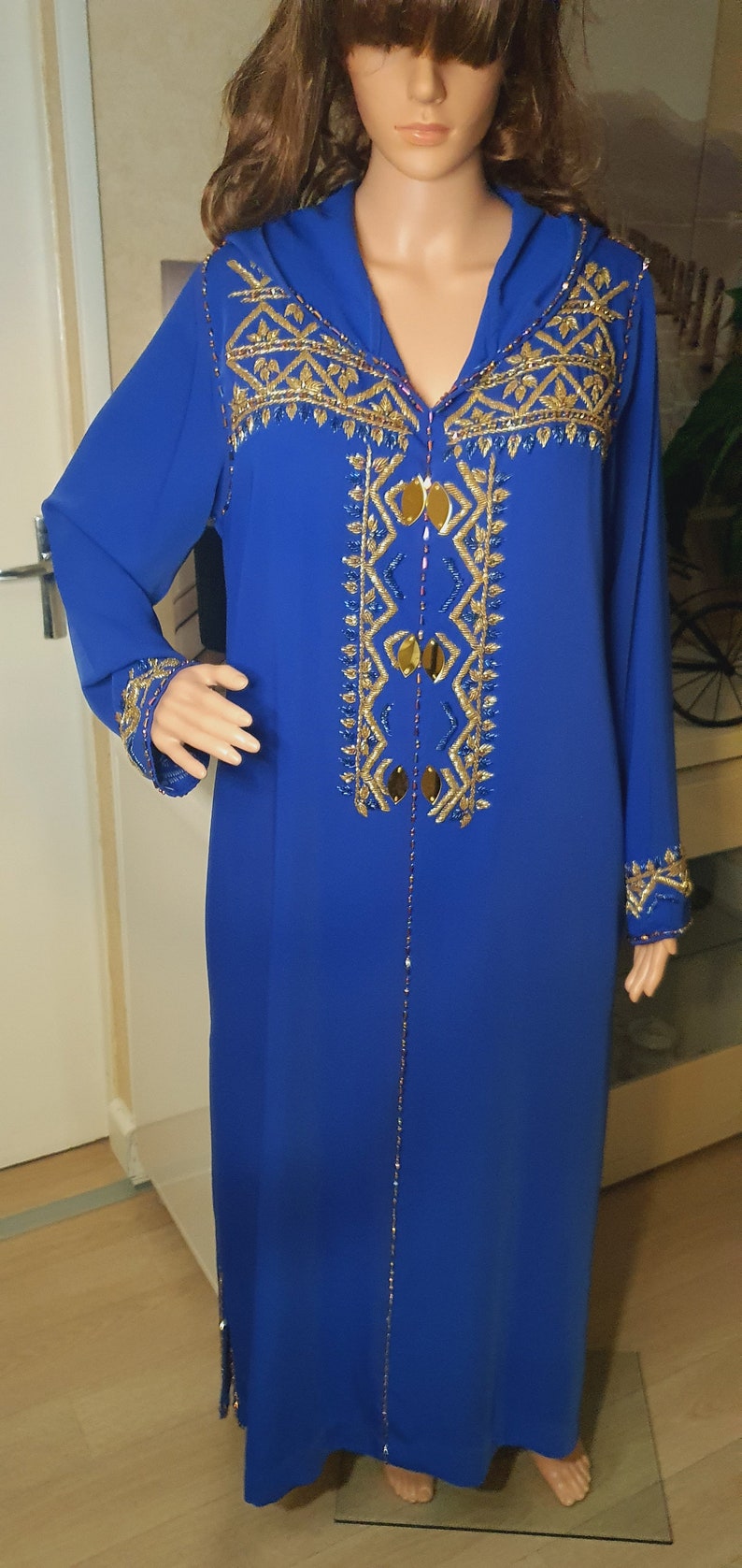 Moroccan Djellaba, Hand-beaded Jellaba, Silk Crepe Djellaba ...