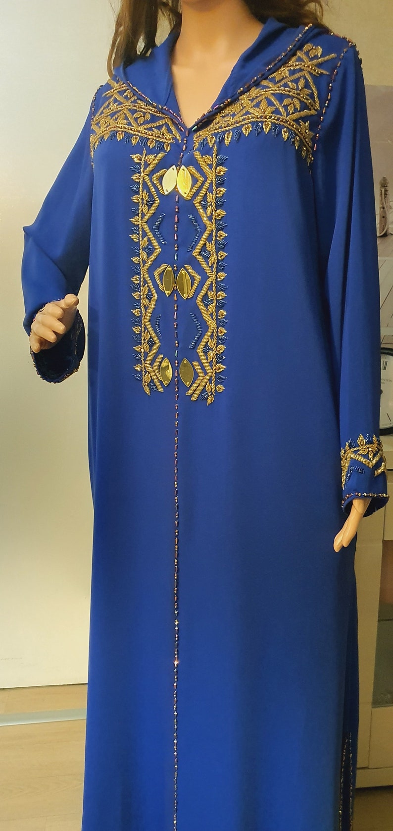 Moroccan Djellaba, Hand-beaded Jellaba, Silk Crepe Djellaba ...