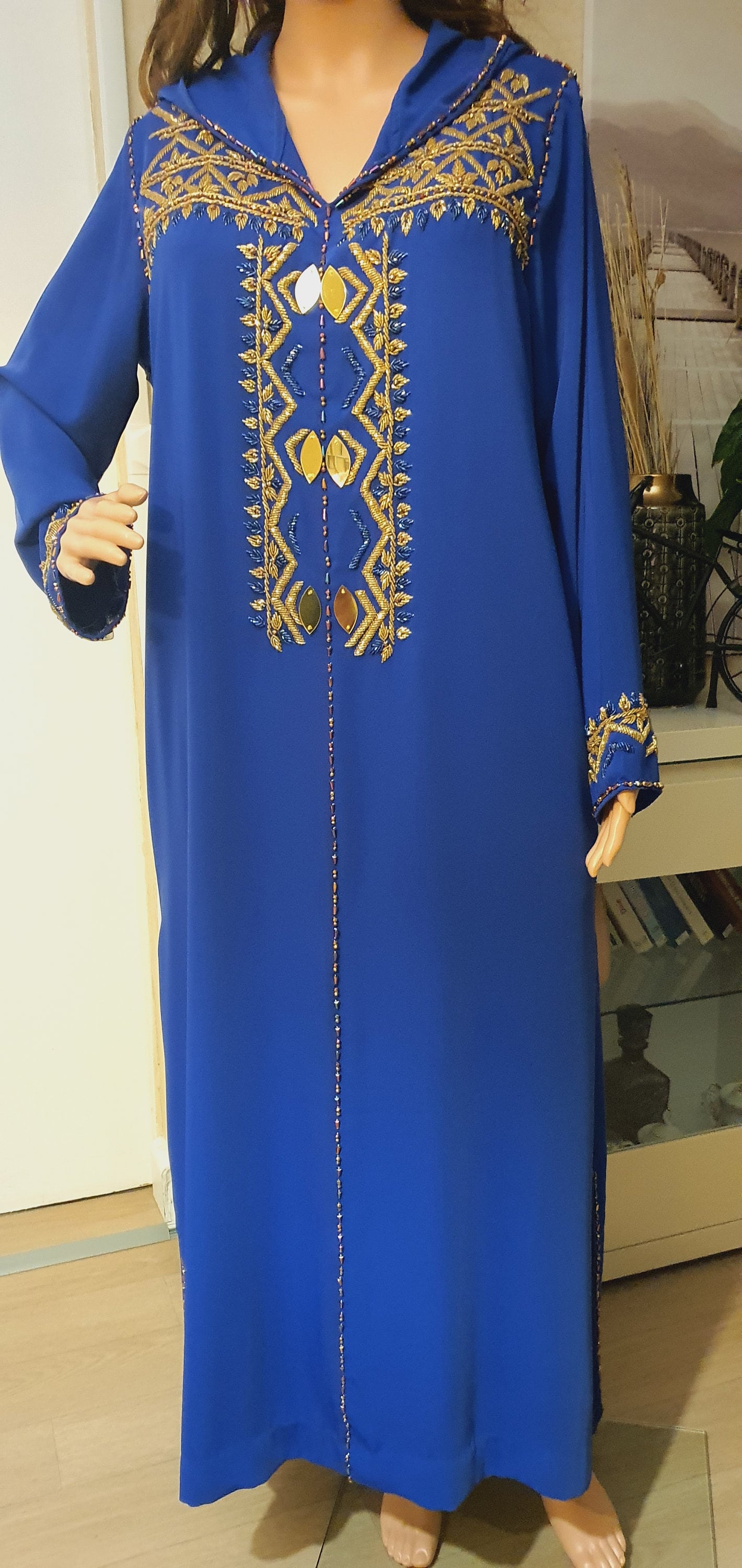 Moroccan Djellaba, Hand-beaded Jellaba, Silk Crepe Djellaba ...