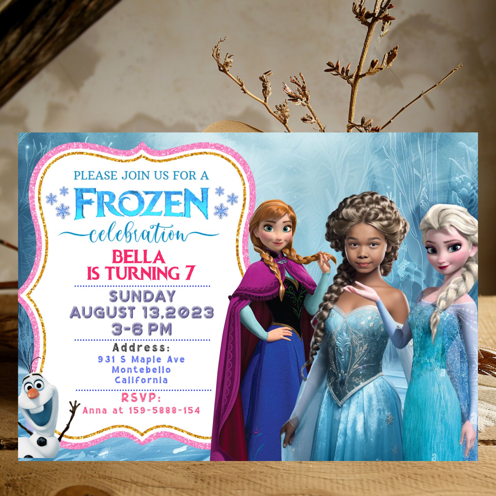 Frozen Personalized With Photo Birthday Invitation, Frozen Face Swap ...