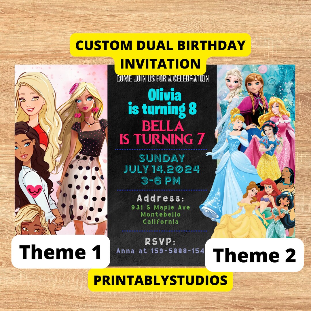 Invitación de cumpleaños de hermanos, invitación de cumpleaños conjunta ...