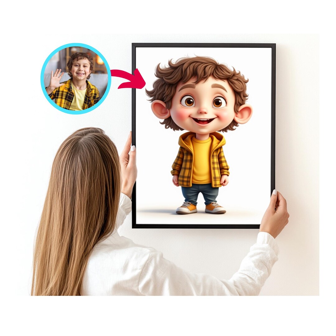 Cartoon Portrait From Photo Christmas Pixar Character Cartoon Drawing ...