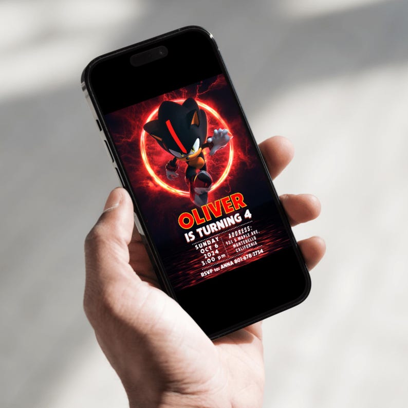 Invitación de Sonic Shadow, invitación electrónica para fiesta infantil ...