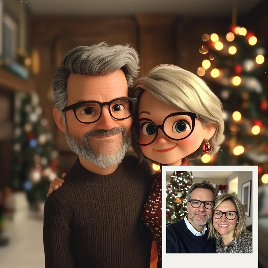 Custom Portrait Pixar, Pixar Style Portrait From Photo Christmas Gift ...