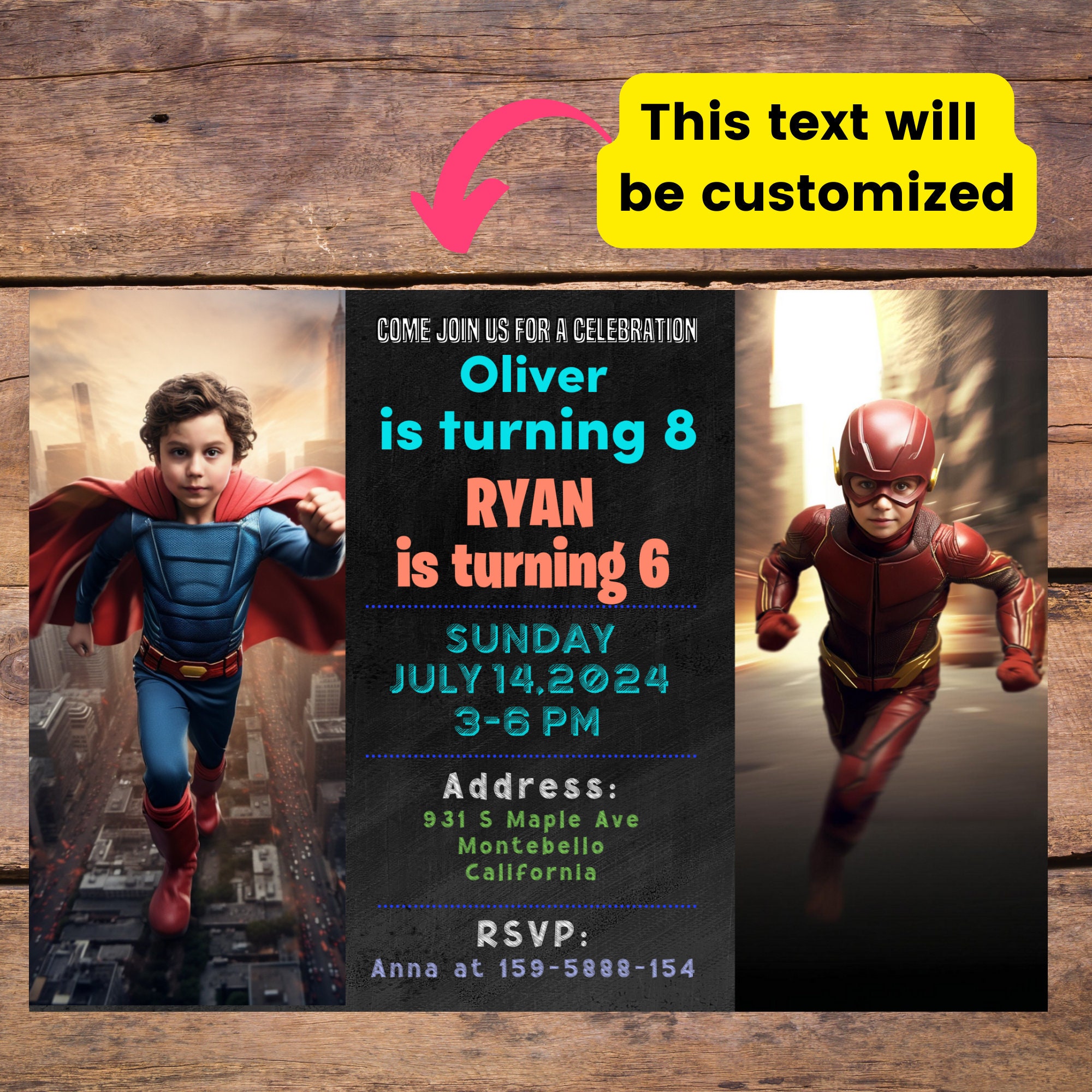 Dual Superhero Face Swap Invitation, Dual Custom Face Invite, Joint ...