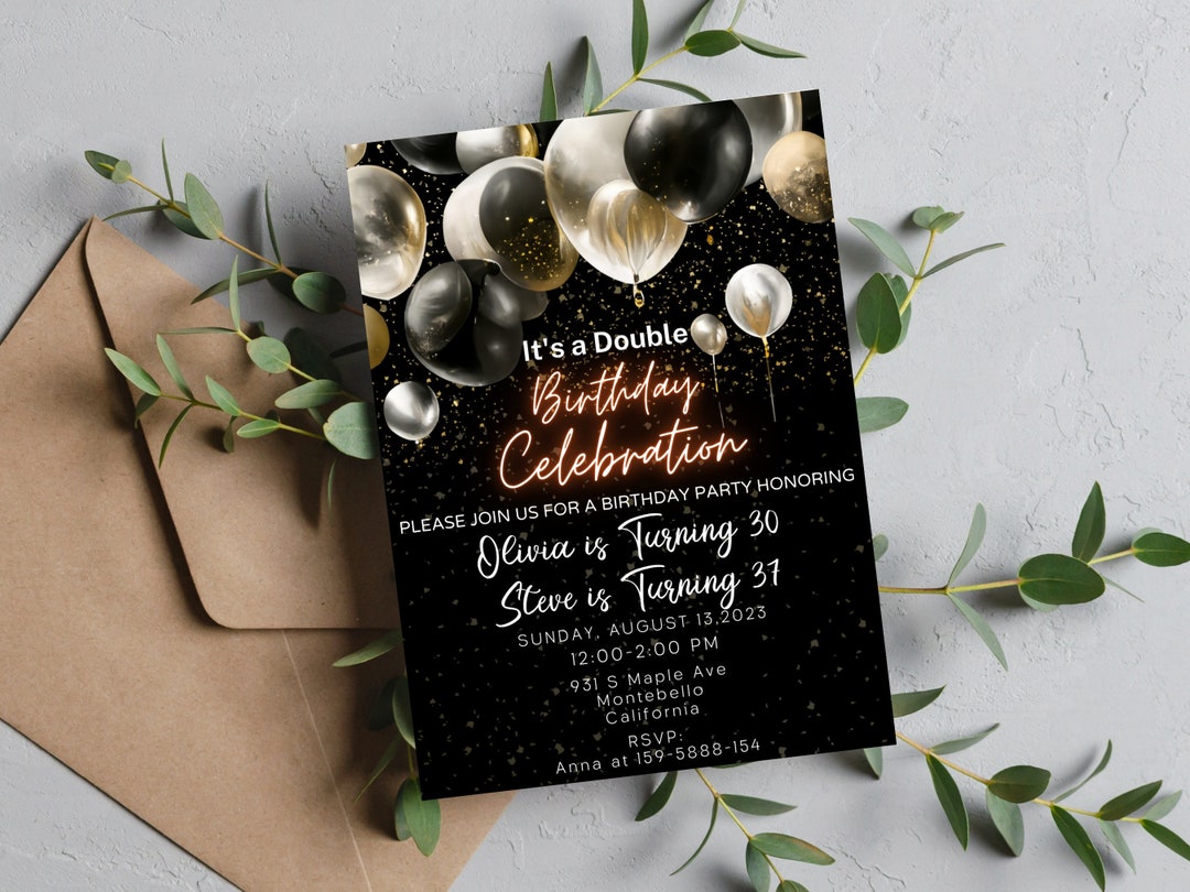 Editable Adult Sibling Birthday Invitation Canva | Joint Birthday Party ...