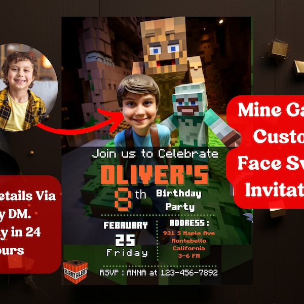 Mine Theme Birthday Invitation - Etsy