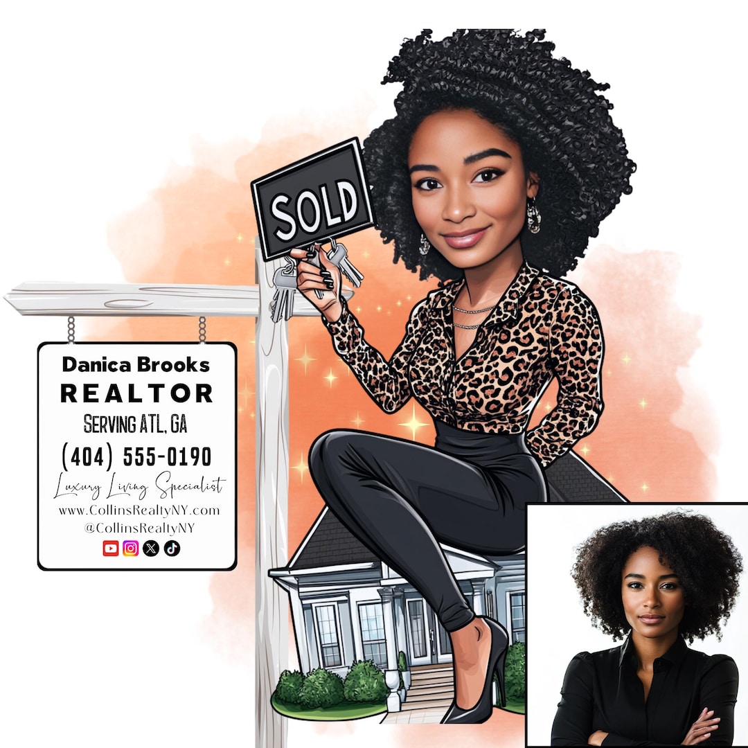 Custom Realtor Cartoon Logo: Real Estate Agent Avatar - Etsy