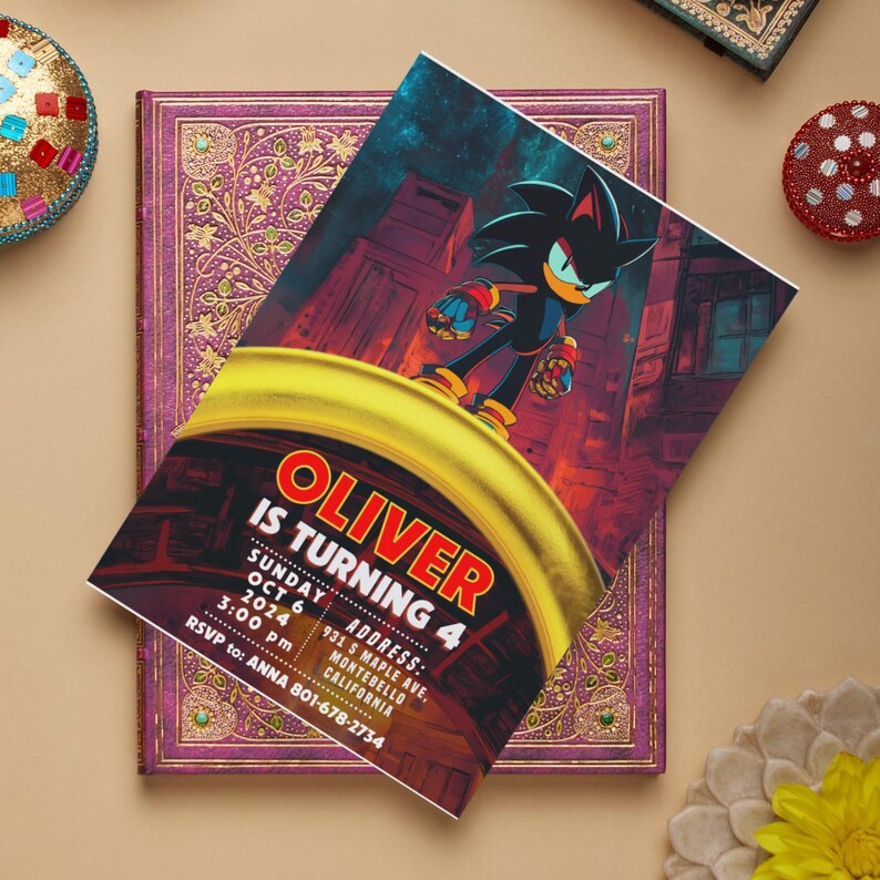 Invitación de Sonic Shadow, invitación electrónica para fiesta infantil ...