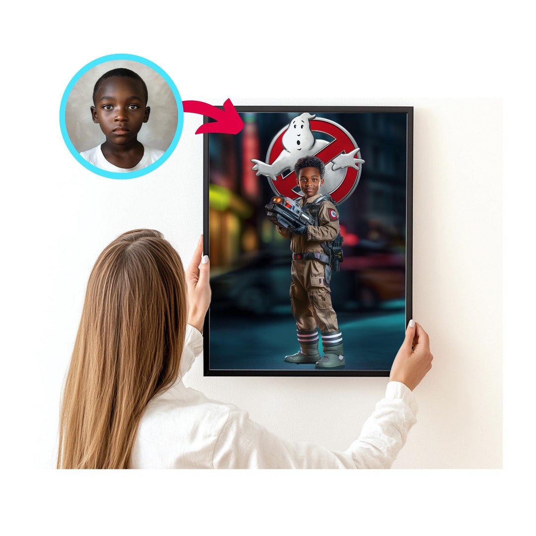 Custom Ghostbusters Face Swap Portrait: 80s Movie Fan Gift (24x36 ...